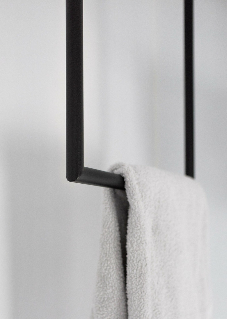 Ceiling Mounted Metal Towel Rack in Black Available in Two Lengths ...