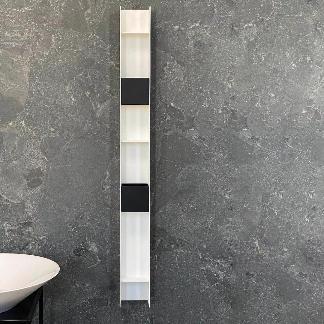 Metal Bathroom Wall Shelf | Vertical Floating Cabinet With Open ...