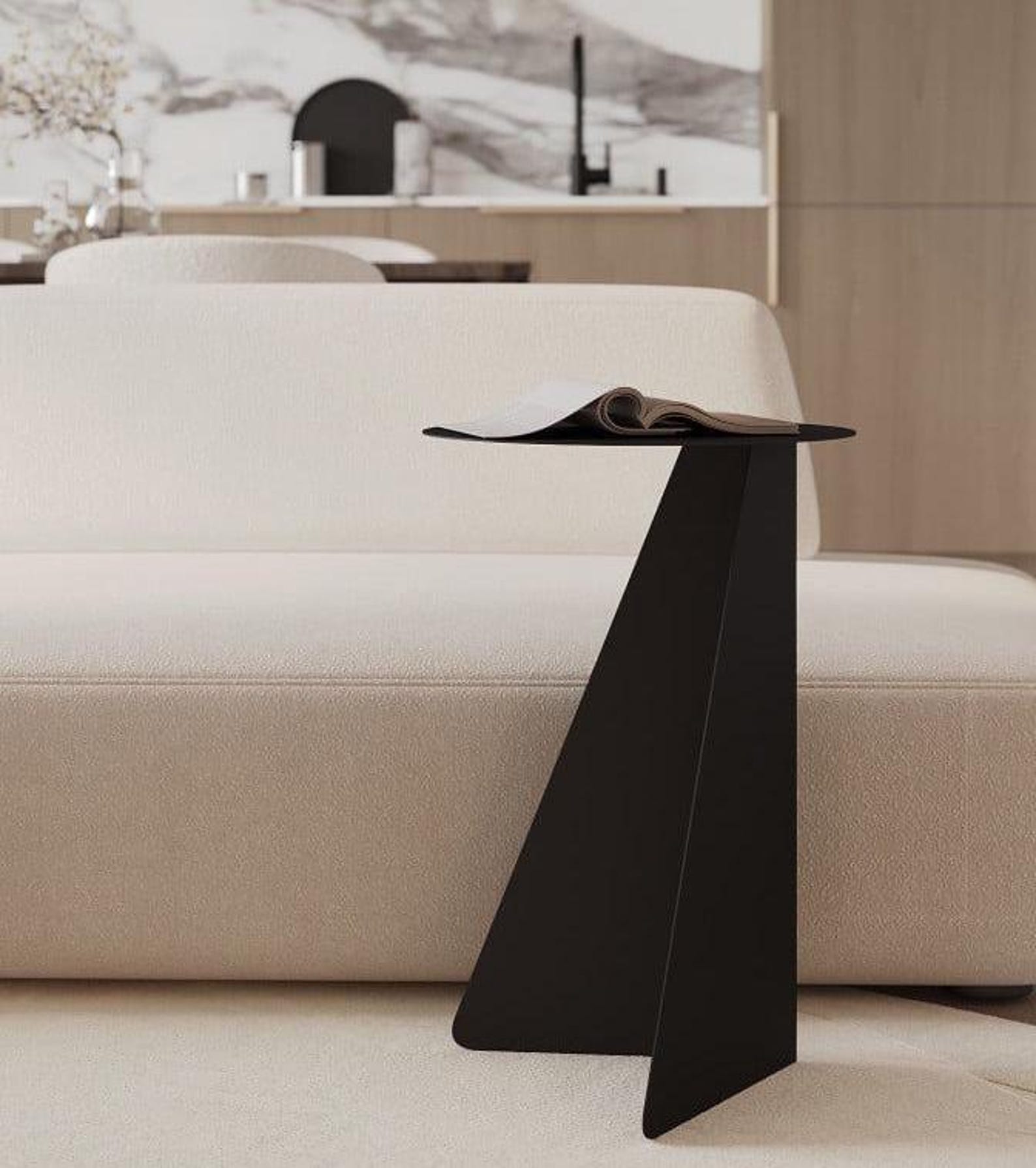 Minimalist Metal Side Table With Round Top | Modern Coffee Table, Steel ...