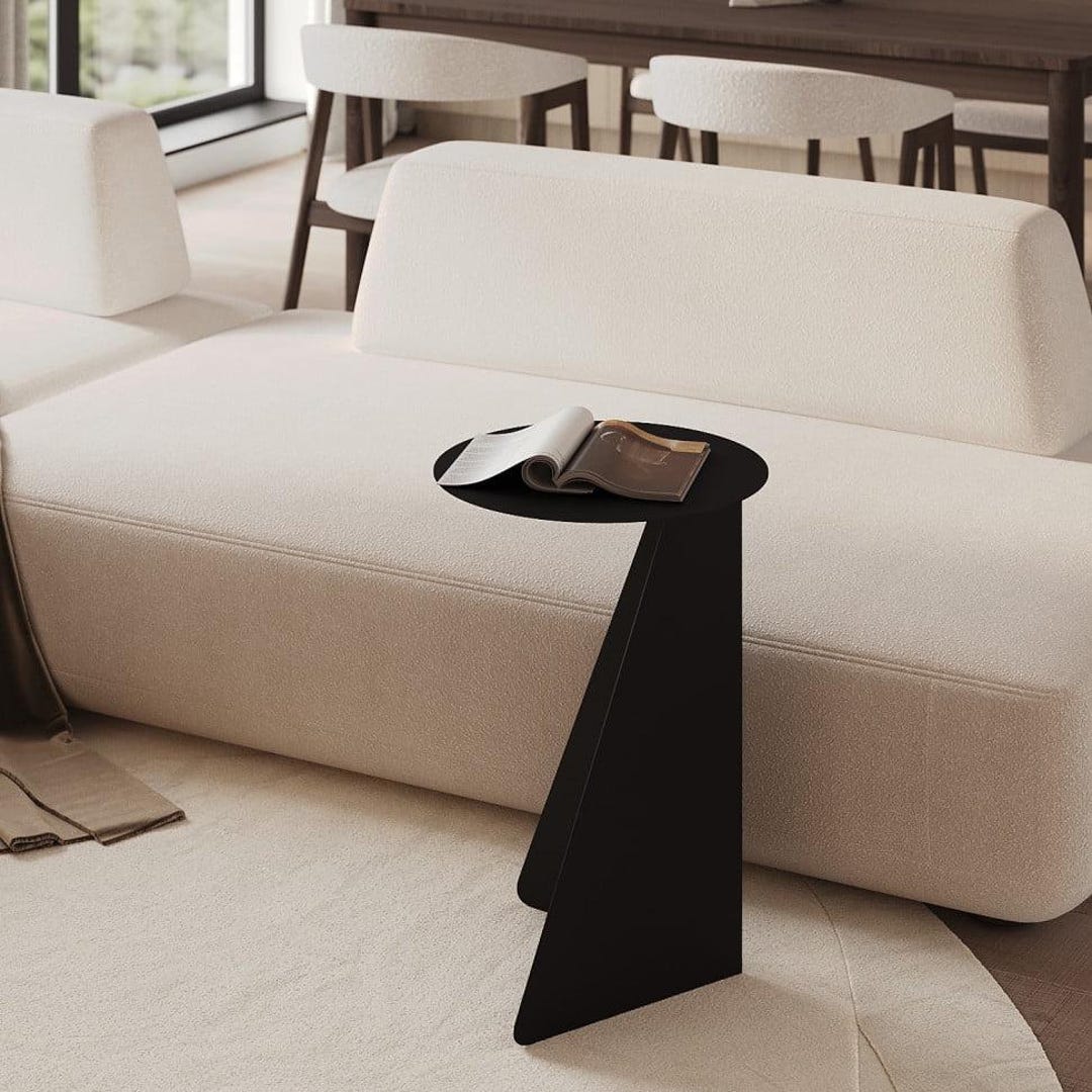 Minimalist Metal Side Table With Round Top | Modern Coffee Table, Steel ...