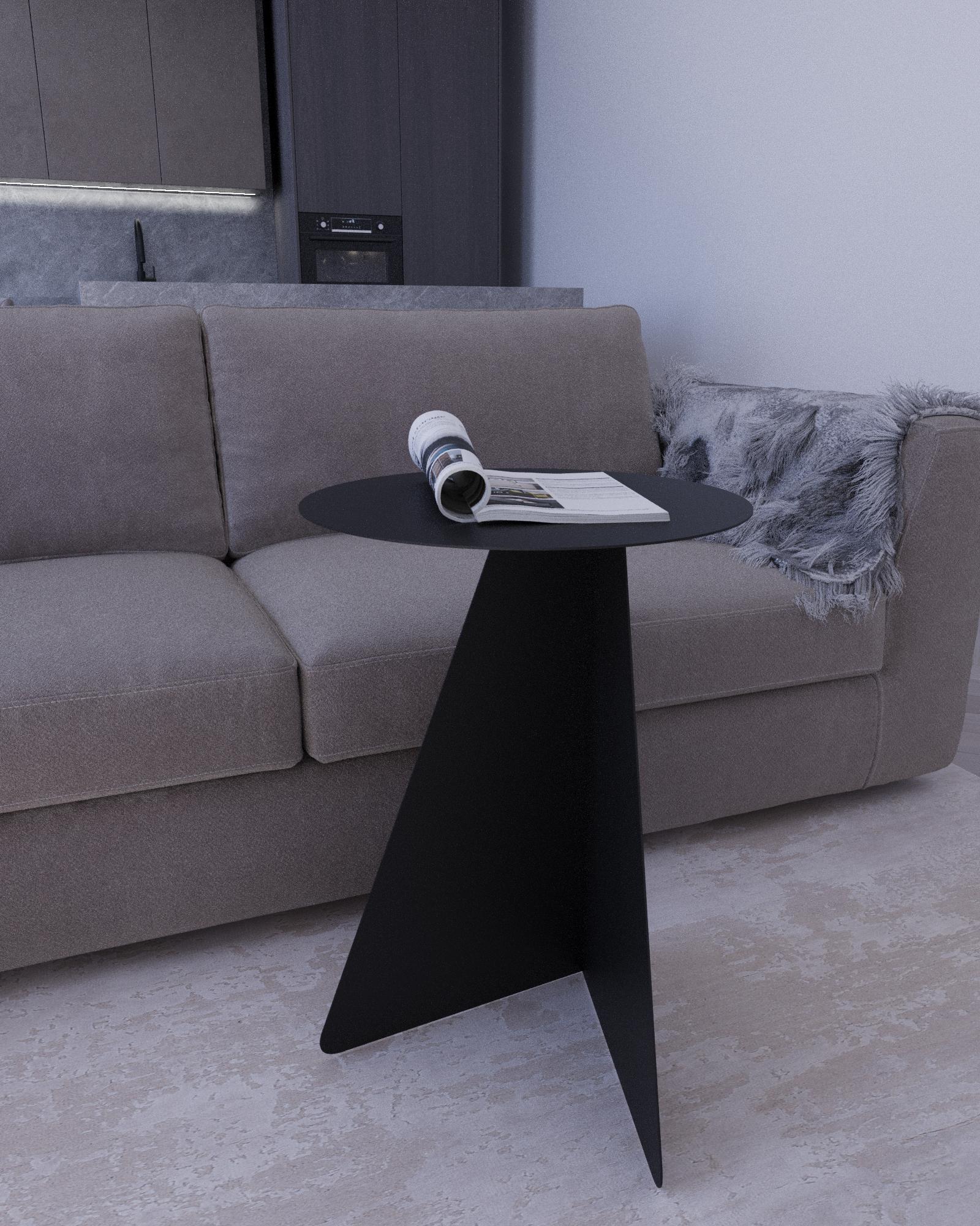 Minimalist Metal Side Table With Round Top | Modern Coffee Table, Steel ...