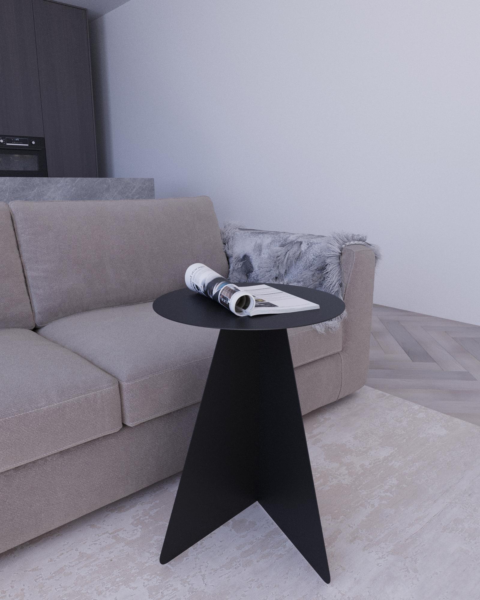 Minimalist Metal Side Table With Round Top | Modern Coffee Table, Steel ...