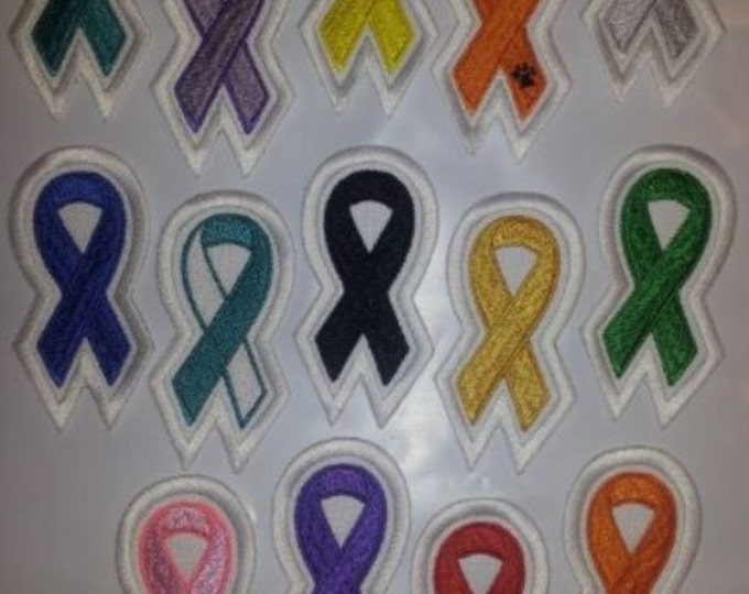 Sew-on Embroidered Patch Cancer/awareness Ribbon Shape 3.25 X - Etsy