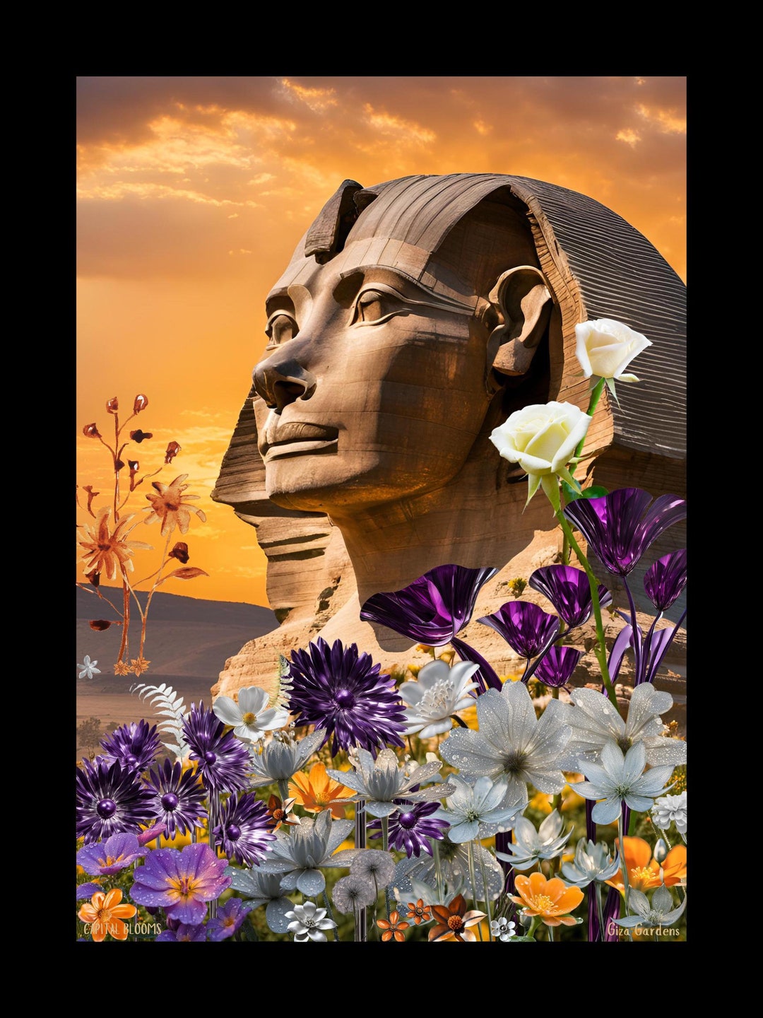 Sphinx Giza Egypt, Colorful Rendition of the Great Sphinx, Digital ...
