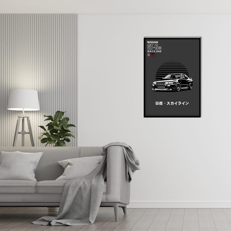 Nissan GT-R Skyline R32 Car Posters Illustrations Prints Art Digital ...