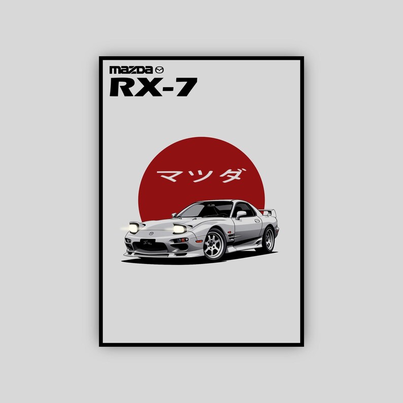 Mazda RX-7 Car Posters Illustrations Prints Art Digital Download Wall ...