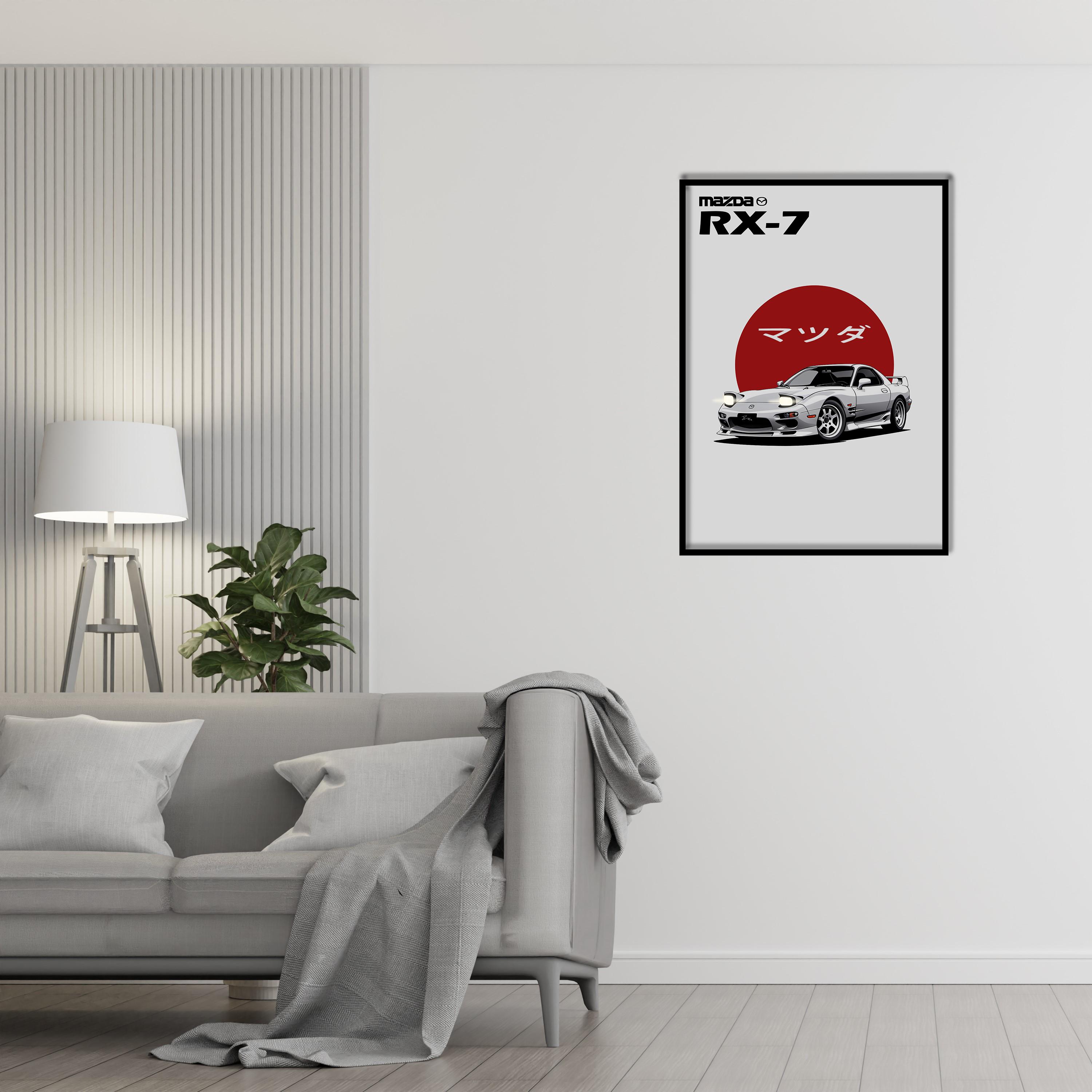 Mazda RX-7 Car Posters Illustrations Prints Art Digital Download Wall ...