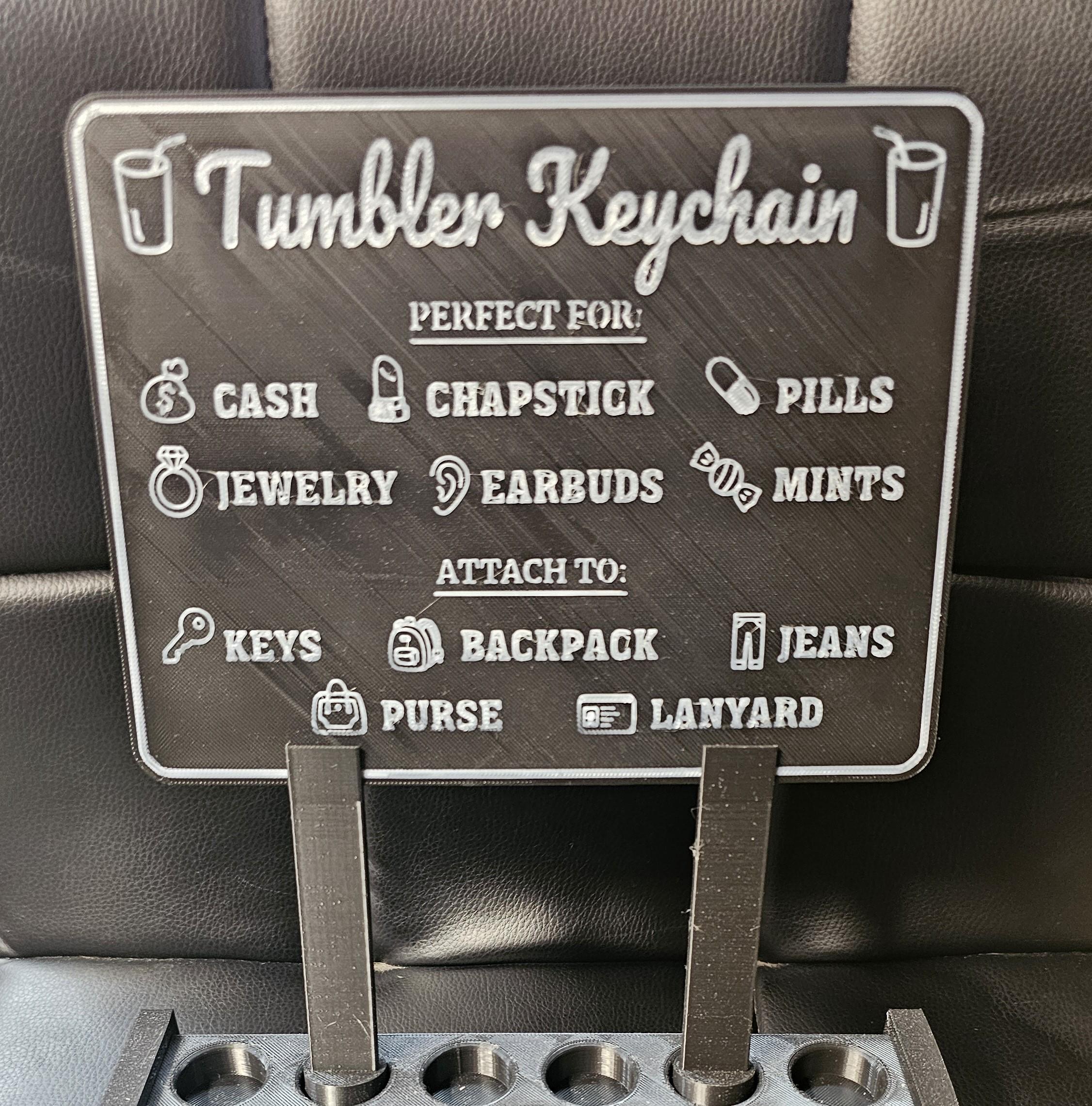 3D Print Tumbler Keychain Sign STL, Display Sign for Organizer Stand ...