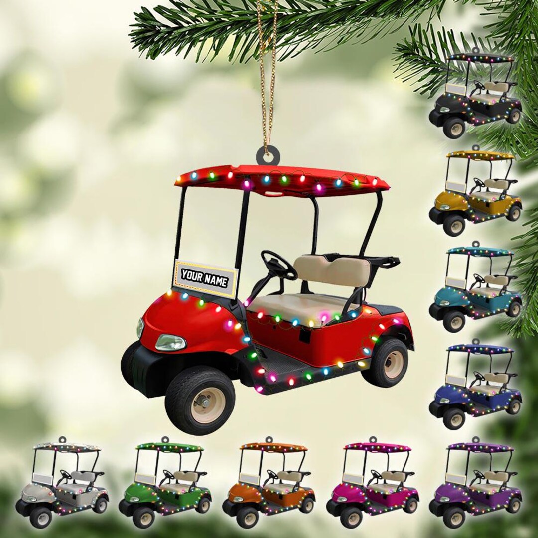 2024 Personalized Color Name Golf Cart Christmas Ornament , Golf Bag ...