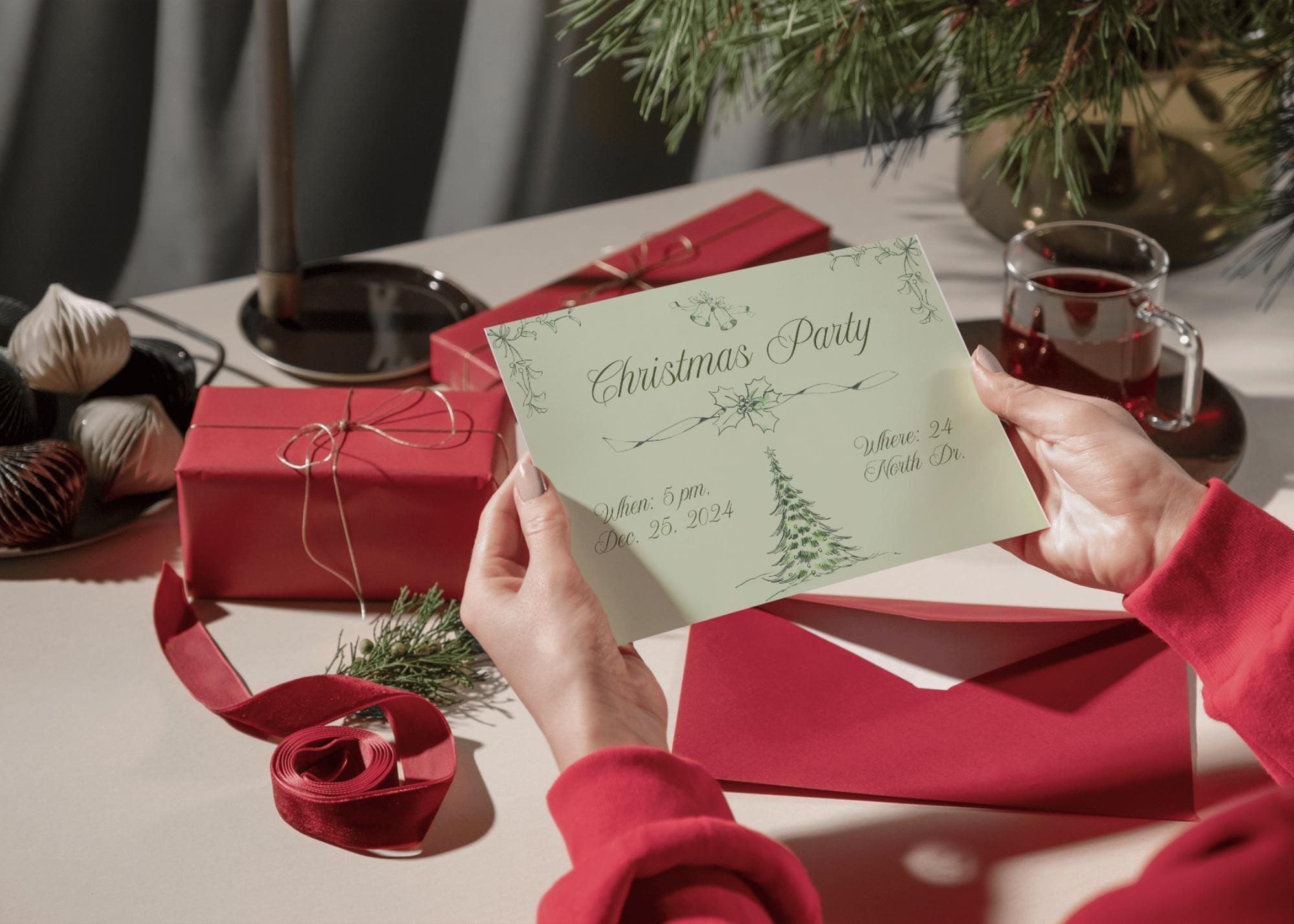 Editable Christmas Party Invitation Template, Downloadable Christmas ...