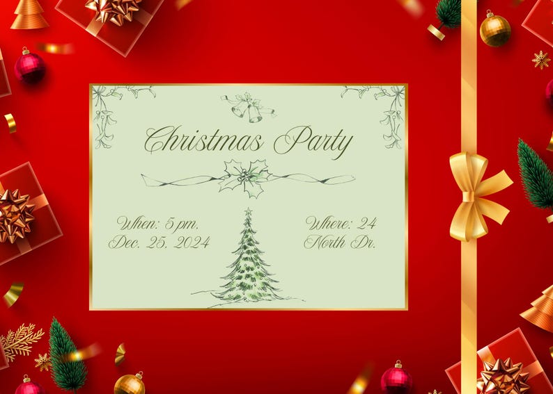 Editable Christmas Party Invitation Template, Downloadable Christmas ...