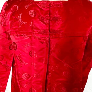 1970s Hong Kong Red Silk House Coat, Long Tea House Robe, Cherry Red ...