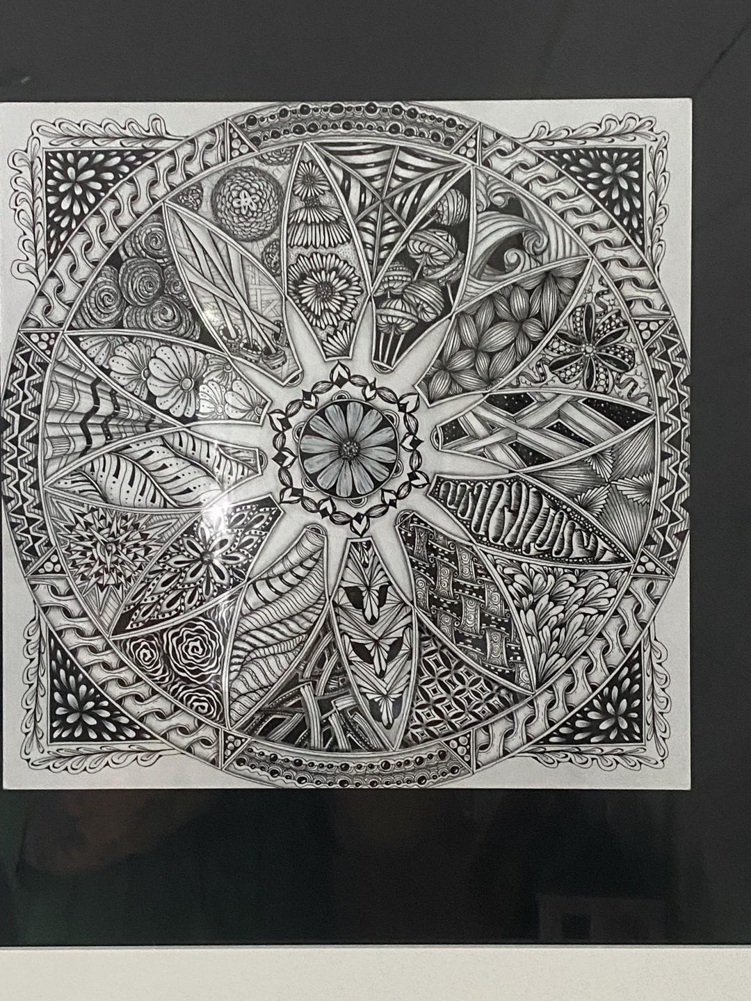 Framed Original Zentangle Inspired Mandala Ink Drawing - Etsy