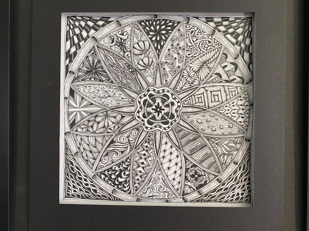 Framed Original Zentangle Inspired Mandala Ink Drawing - Etsy