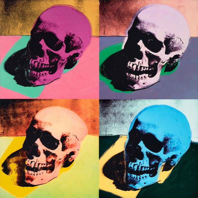 Andy Warhol Skull Poster - Pop Art Canvas Print - Abstract Wall Art ...