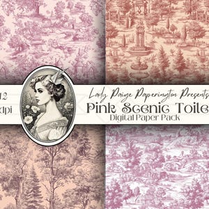 Vintage Pink Scenic French Toile Digital Paper Pack – 20 Printable ...