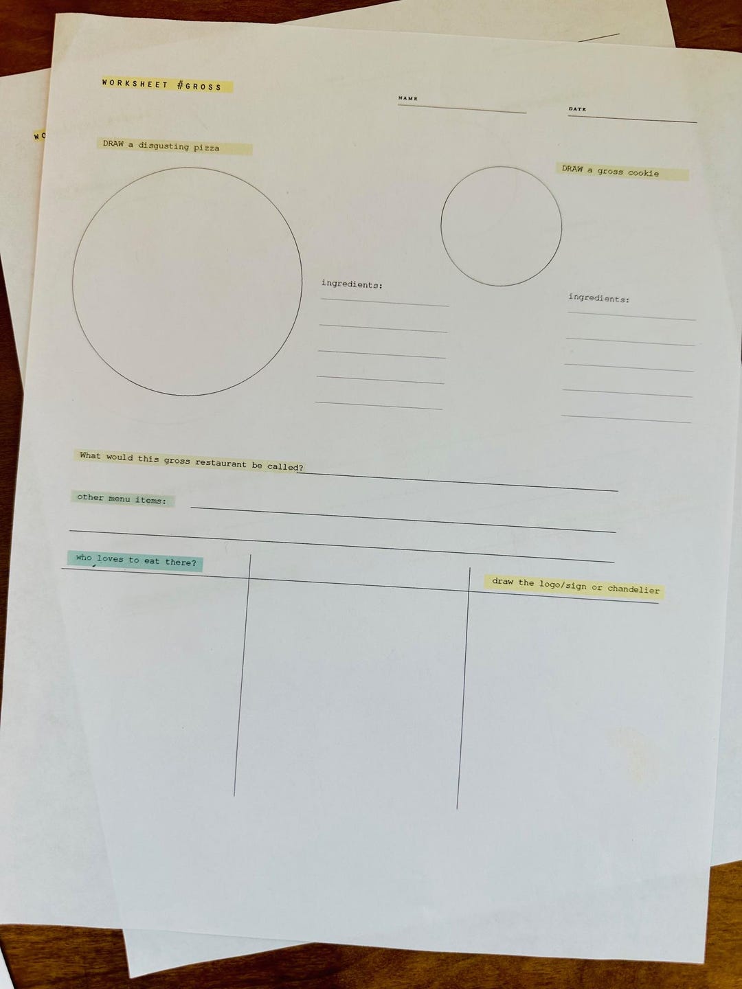 Imagination Worksheet: GROSS! Screen Time Cure! - Etsy