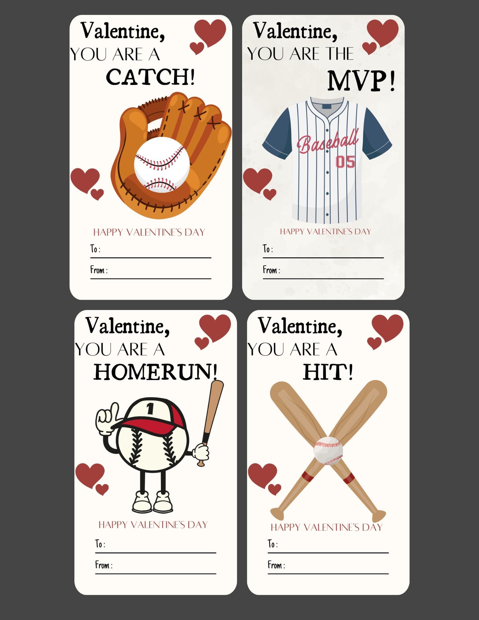 Editable Baseball Valentine's Day Tag: Classroom Party Favor (DIY ...