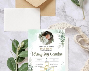 EDITABLE Baptism Invitation | Christening Invitation | Dedication ...