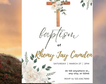 EDITABLE Baptism Invitation | Christening Invitation | Dedication ...