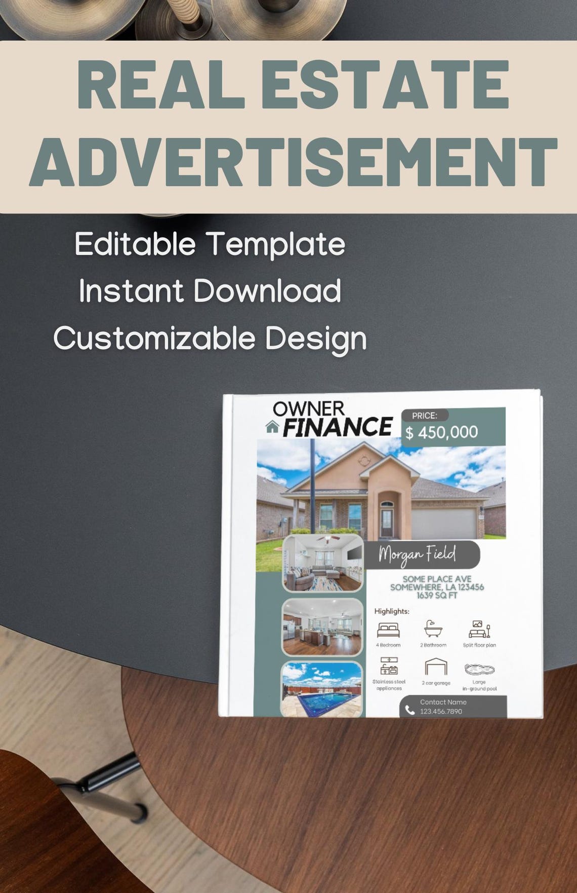 EDITABLE Real Estate Template Advertisement | House for Sale | Owner ...