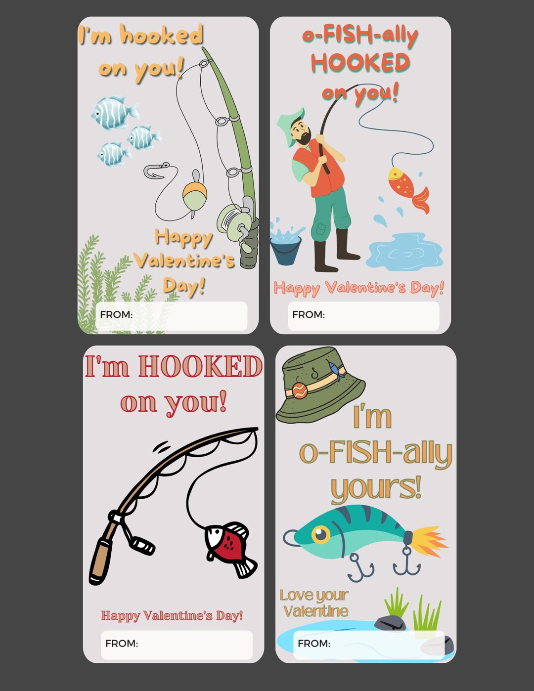 EDITABLE Valentines Day Tag Classroom Party Tags Hooked on You O-fish ...