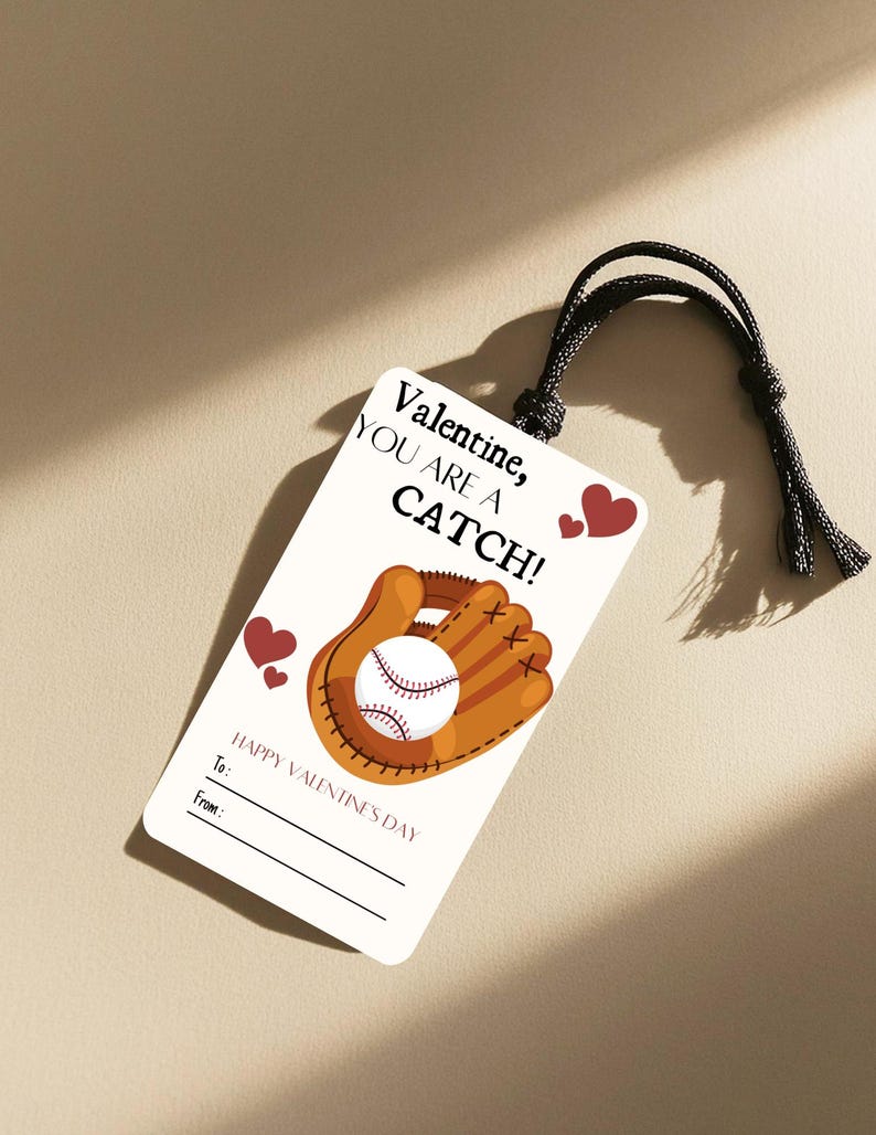EDITABLE Valentines Day Tag | Classroom Party Tags | Baseball Theme ...