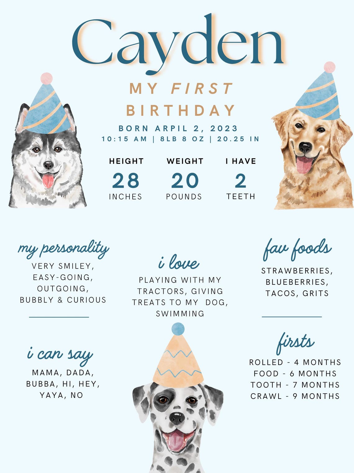 First Birthday Milestone Poster: Dog Theme (printable Template) - Etsy