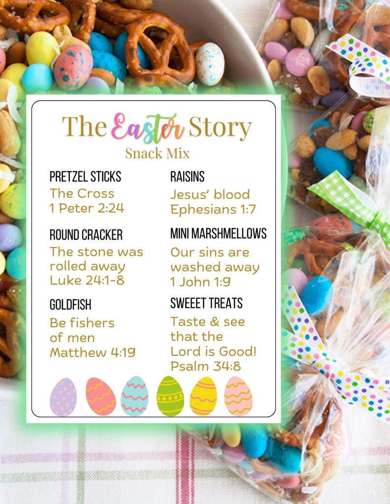 Easter Story Snack Mix Printable Tags: Christian Easter Activity ...