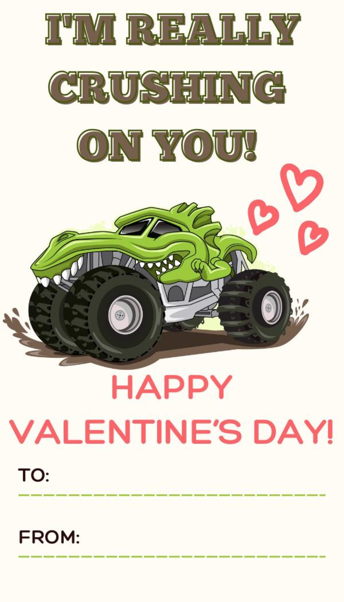 EDITABLE Valentines Day Tag | Classroom Party Tags | Monster Truck ...