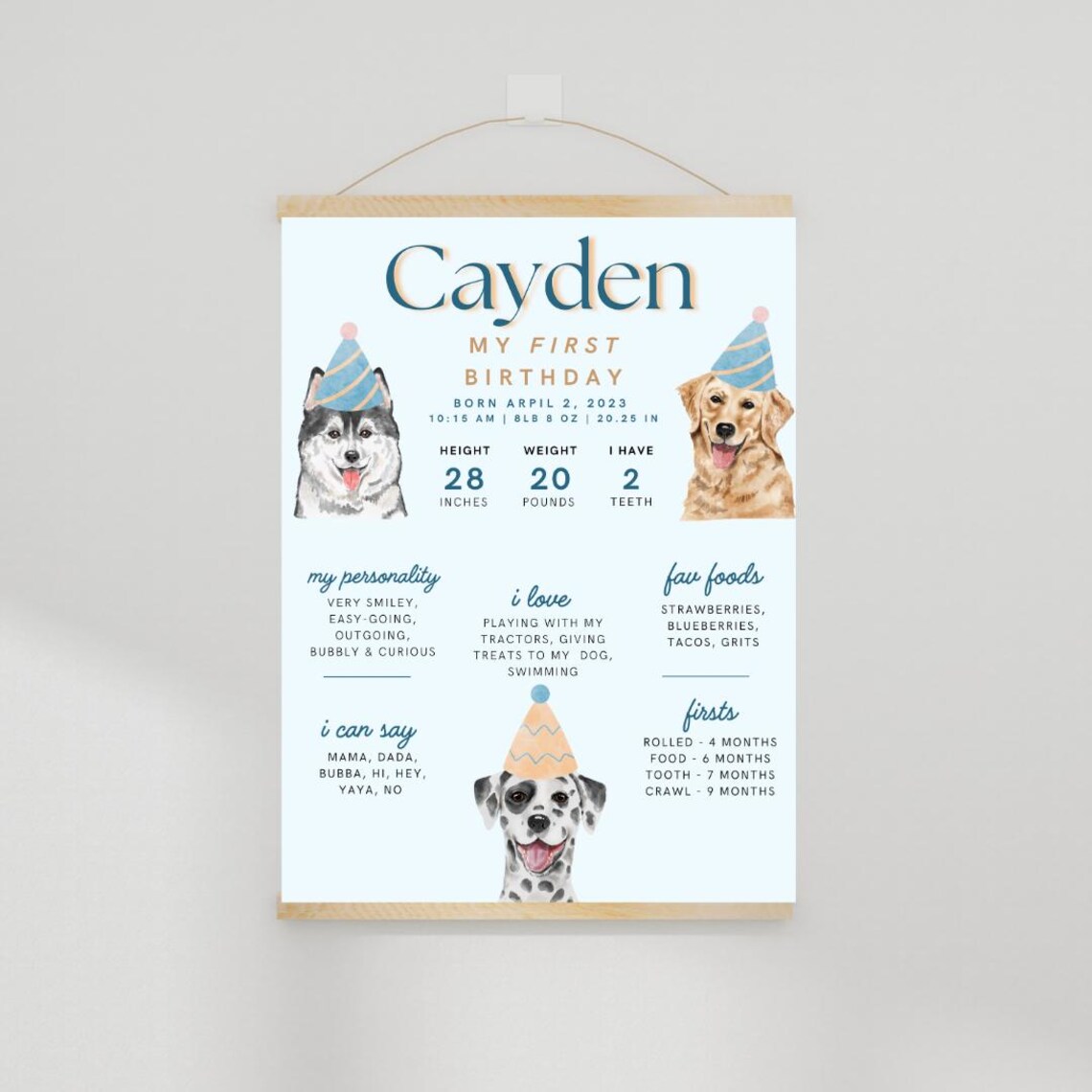 First Birthday Milestone Poster: Dog Theme (printable Template) - Etsy