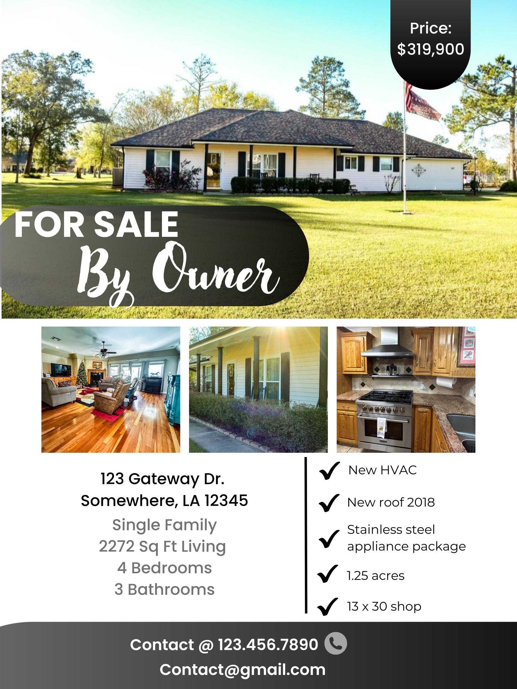 EDITABLE Real Estate Template Advertisement | House for Sale | Owner ...