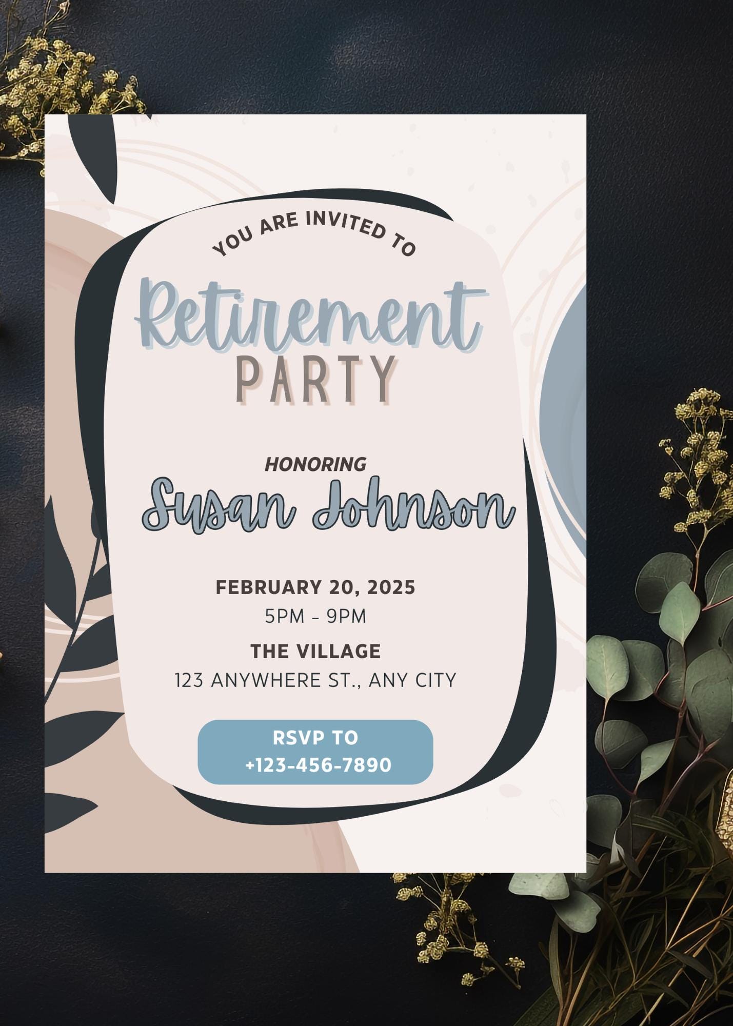 Editable Retirement Party Invitation: Modern Boho Template (DIY ...