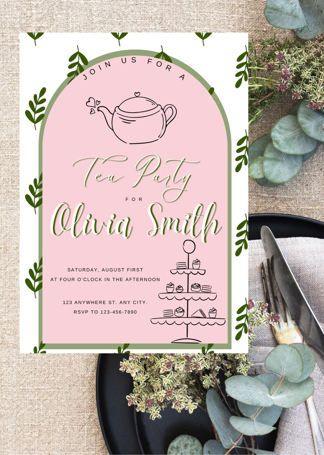 EDITABLE Birthday Party Invitation | Tea Party | Lets Par-tea | Bridal ...