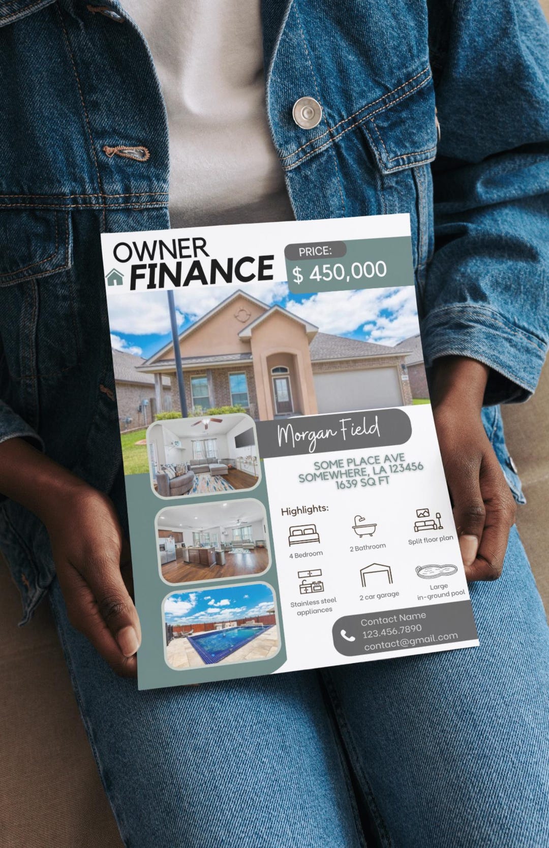 Editable Real Estate Flyer Template: Open House, Owner Finance (18x24 ...