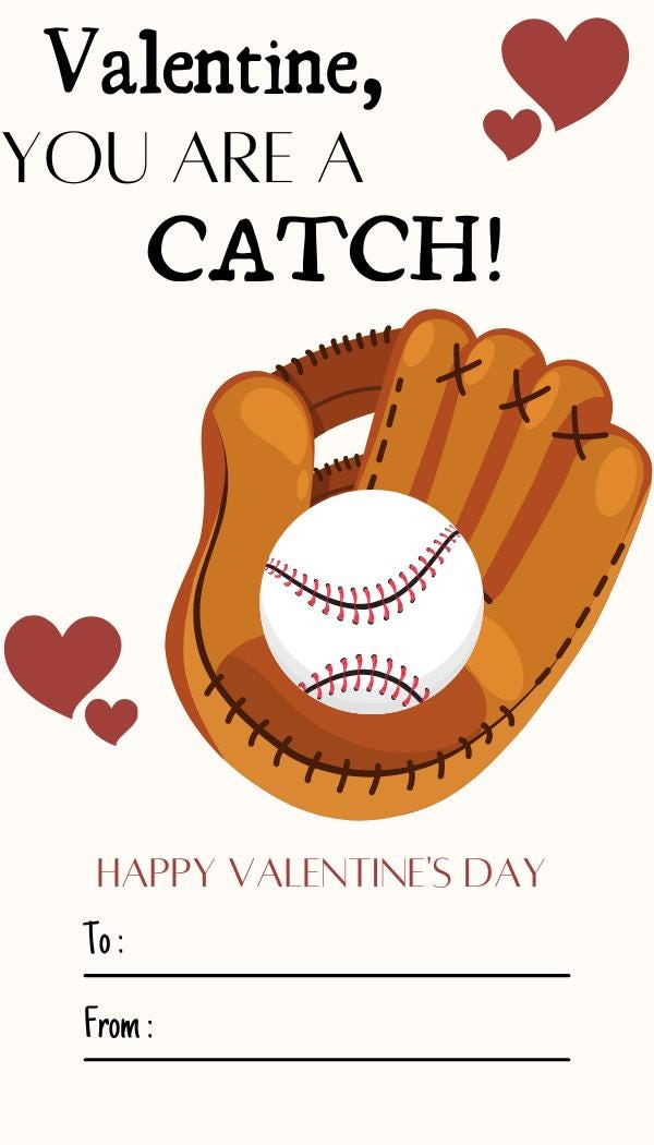 Editable Baseball Valentine's Day Tag: Classroom Party Favor (DIY ...