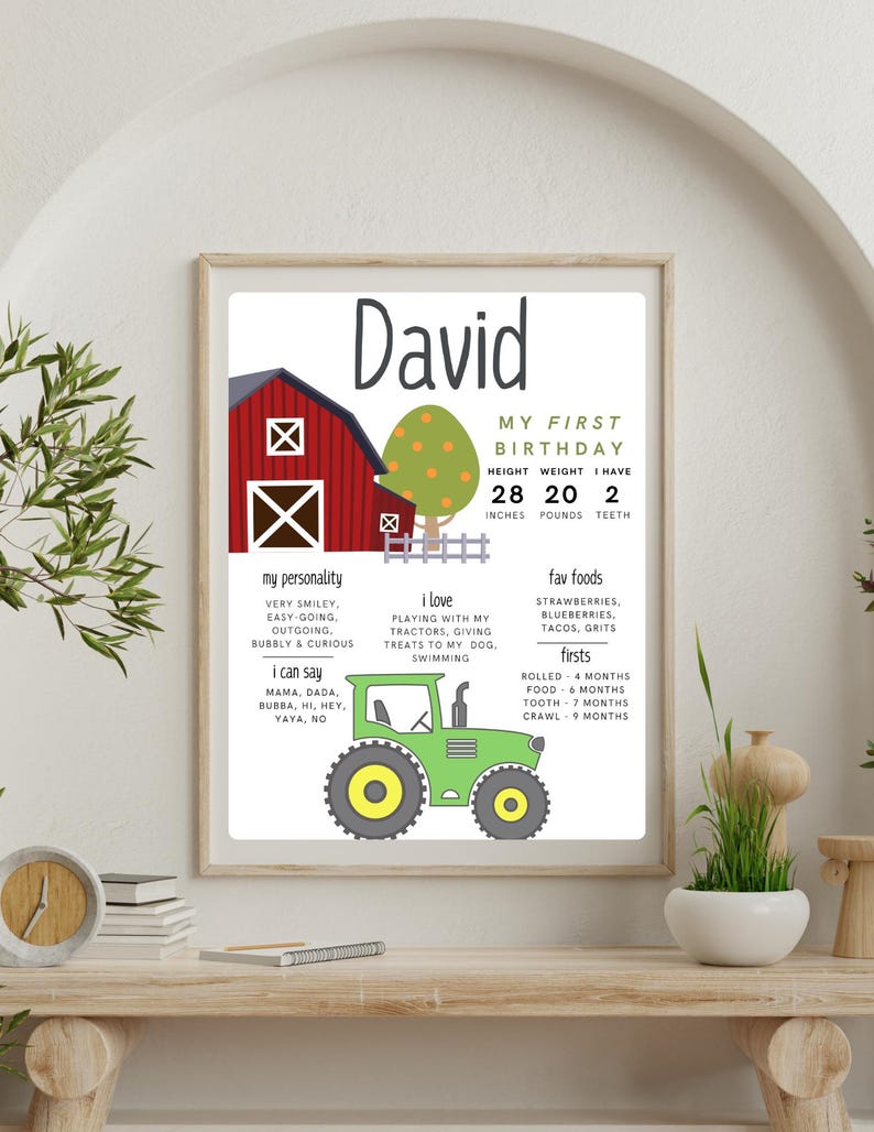 EDITABLE First Birthday Milestone Sign, Farm 1st Birthday Milestone ...