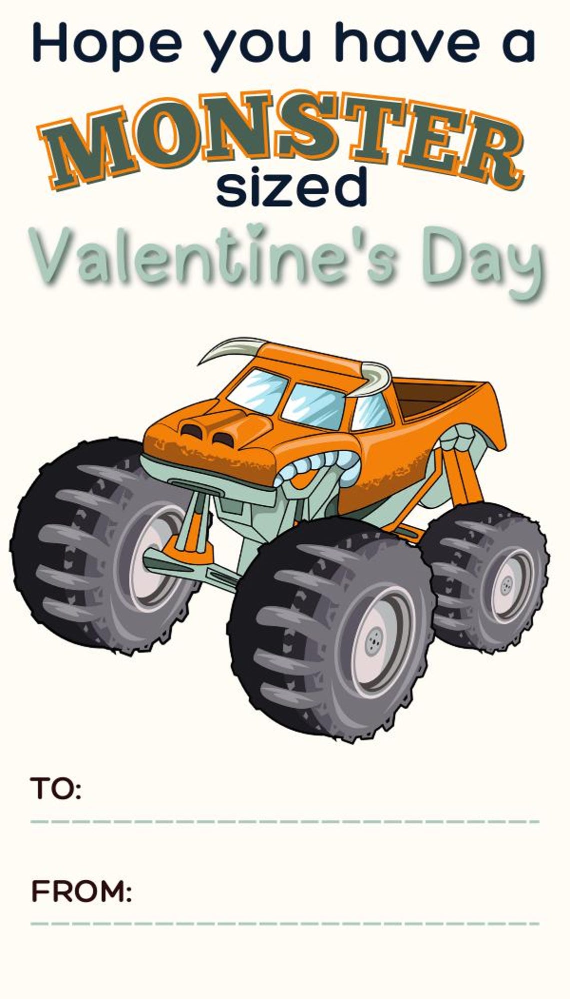 EDITABLE Valentines Day Tag Classroom Party Tags Monster Truck Theme ...