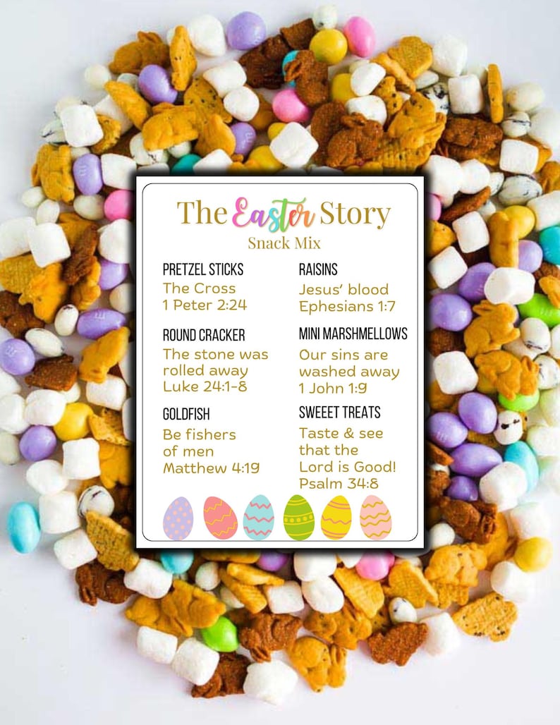 Easter Story Snack Mix Printable Tags: Christian Easter Activity ...