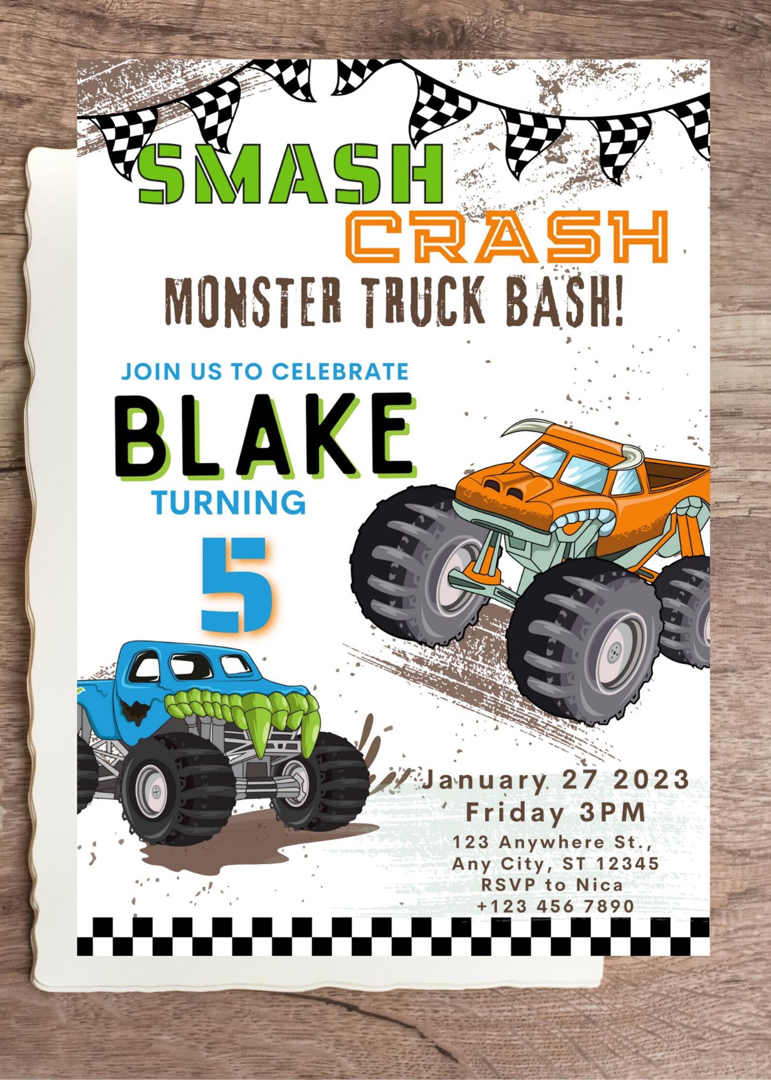 EDITABLE Birthday Party Invitation | Monster Truck Party | Smash Crash ...