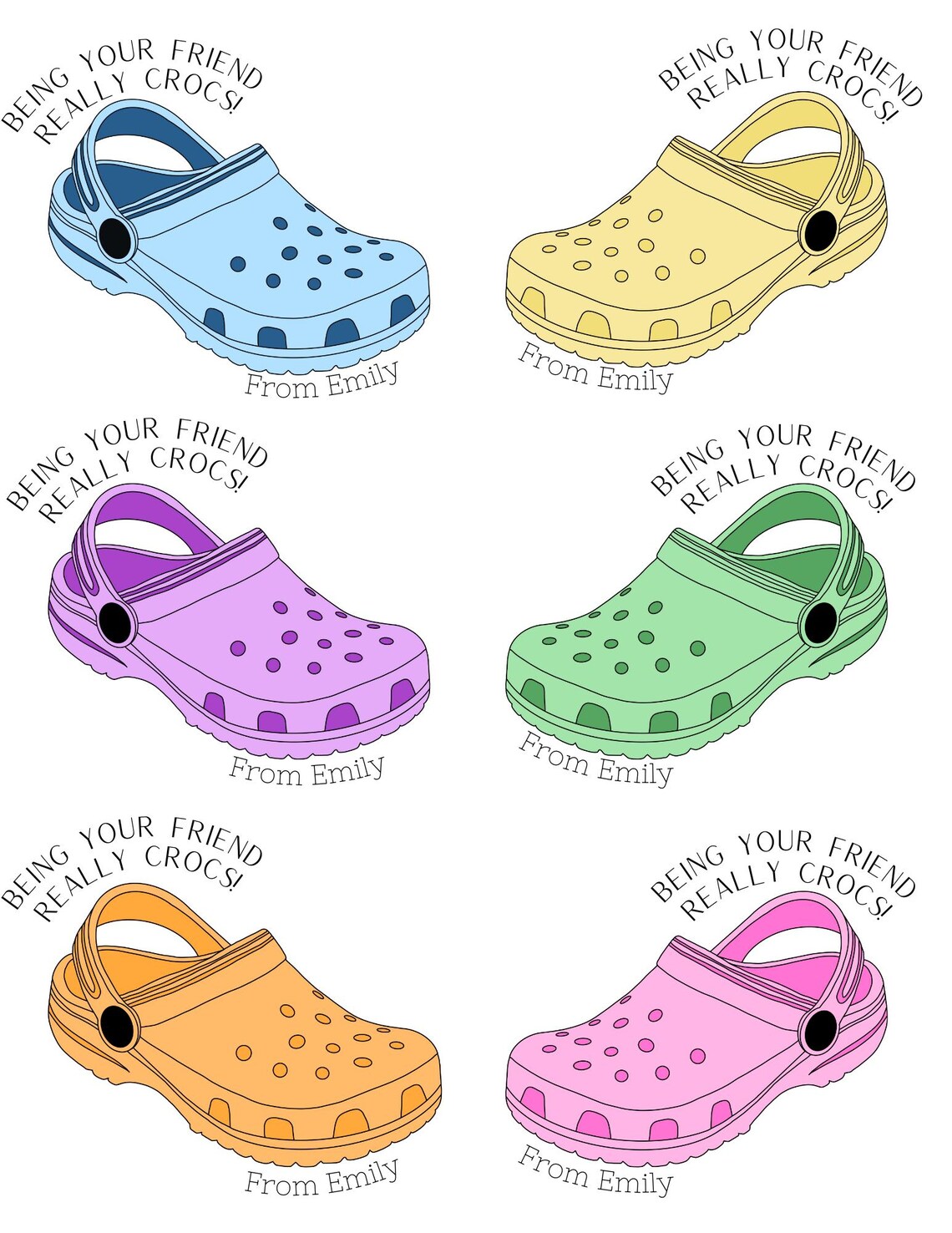 Croc Charms Gift Tags: Personalized Birthday, Easter, Valentine ...