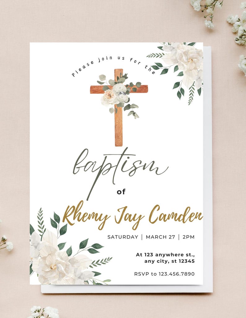 EDITABLE Baptism Invitation | Christening Invitation | Dedication ...