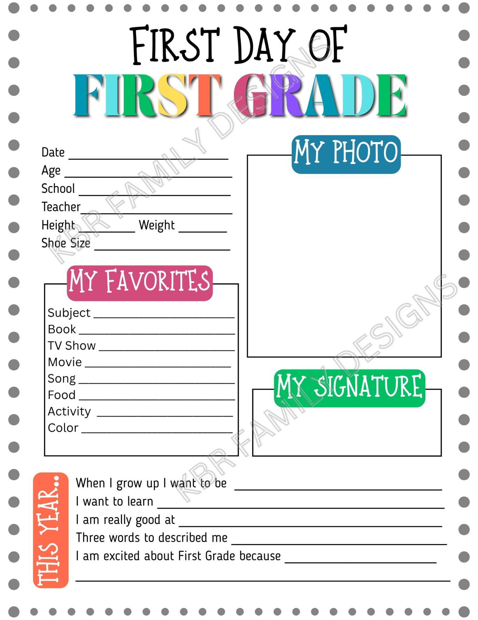 Customizable First & Last Day of School Poster: Interview Template (DIY ...