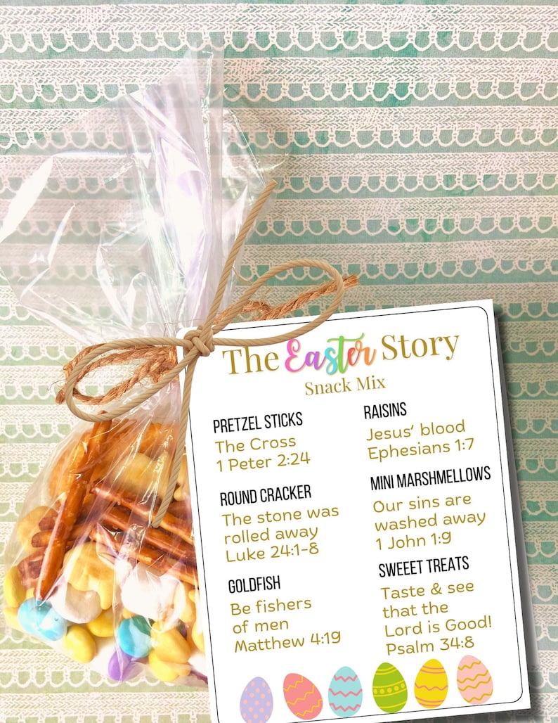 Easter Story Snack Mix Printable Tags: Christian Easter Activity ...
