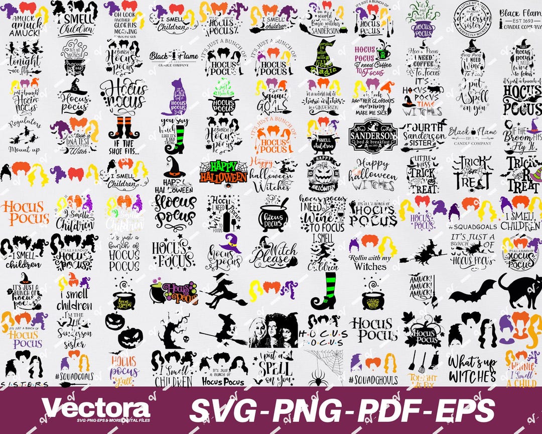 Hocus Pocus SVG PNG EPS Pdf Files Bundle, Hocus Pocus Cut Files, Hocus ...