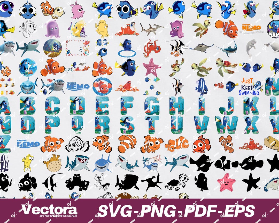 Finding Nemo SVG PNG EPS Pdf Files Bundle, Finding Nemo Cut Files, Nemo ...