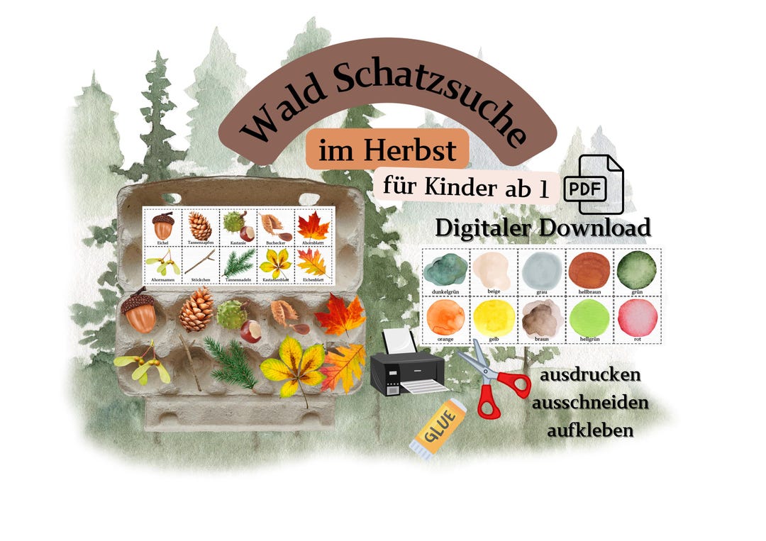 Forest Treasure Hunt Sorting Game in Nature Scavenger Hunt in Autumn ...
