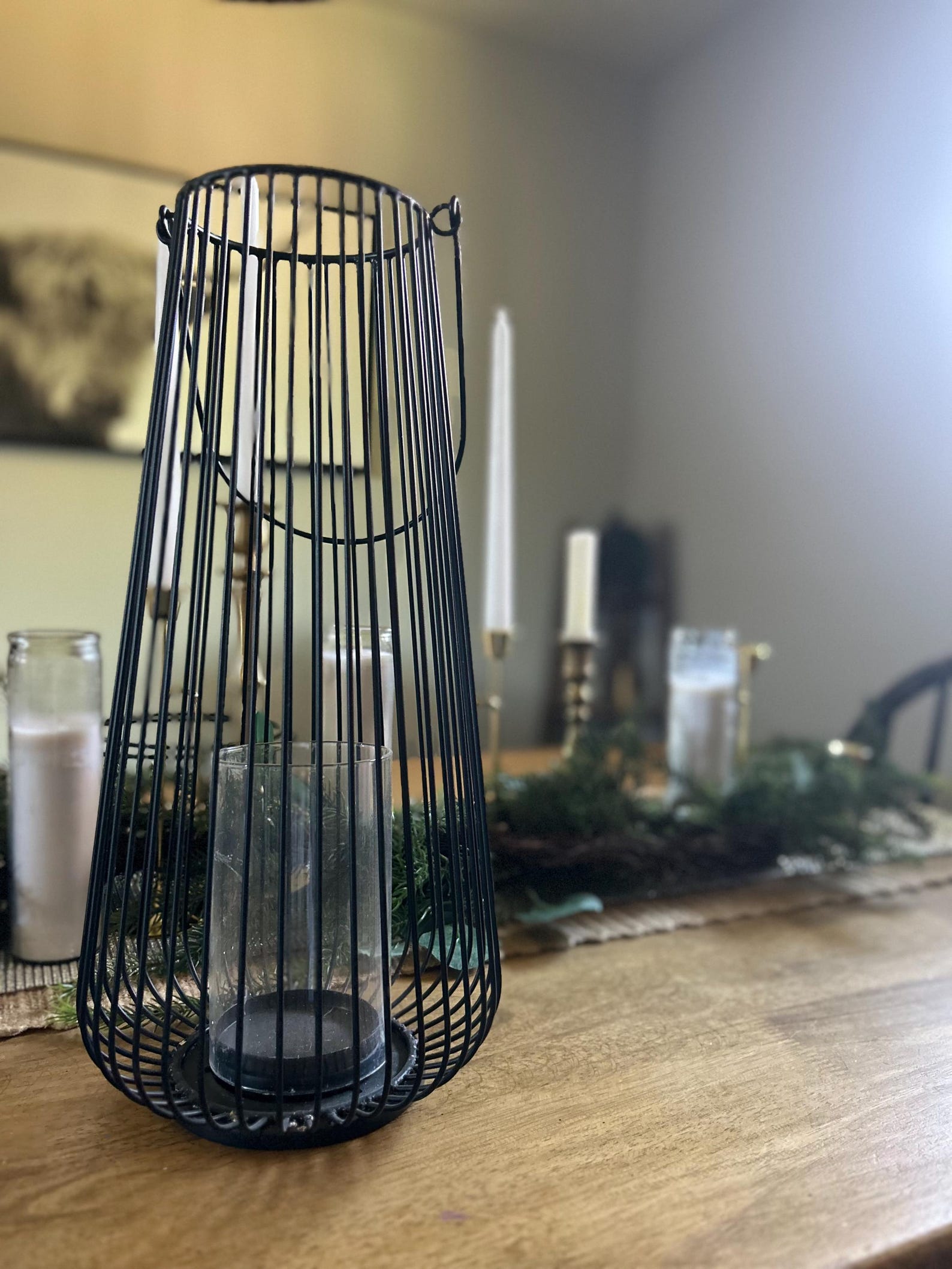 Tall Black Wire Lantern - Etsy