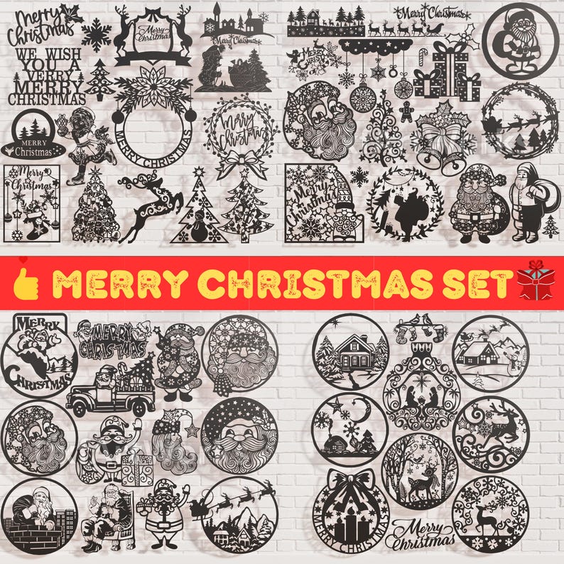 Merry Christmas SVG Bundle, Clip Art Cut Files (digital Download ...