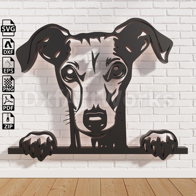 Italian Greyhound SVG, CNC Laser Cut File, Dog Vector Portrait (digital ...